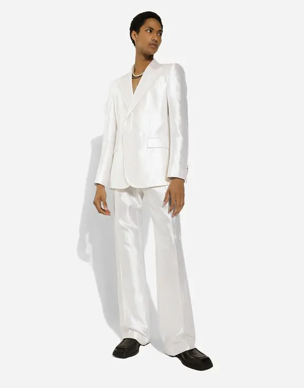 Dolce & Gabbana Single-breasted Silk Shantung Sicilia-fit Jacket - White
