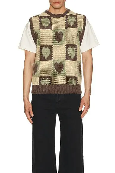 RICE NINE TEN Crochet Knit Heart Vest