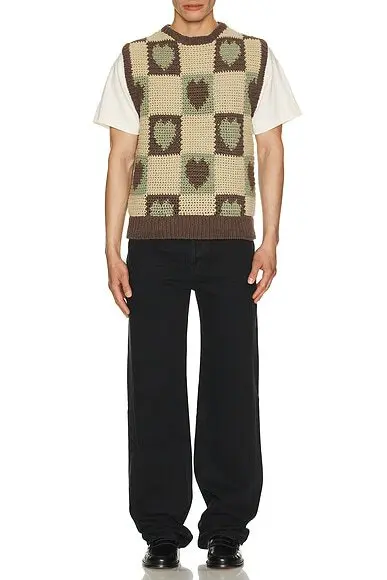 RICE NINE TEN Crochet Knit Heart Vest
