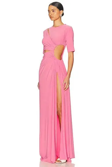 SID NEIGUM Gathered Slit Maxi Dress - Pink