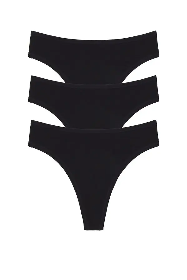 NEGATIVE UNDERWEAR Cloud Cotton Thong 3-pack - Black