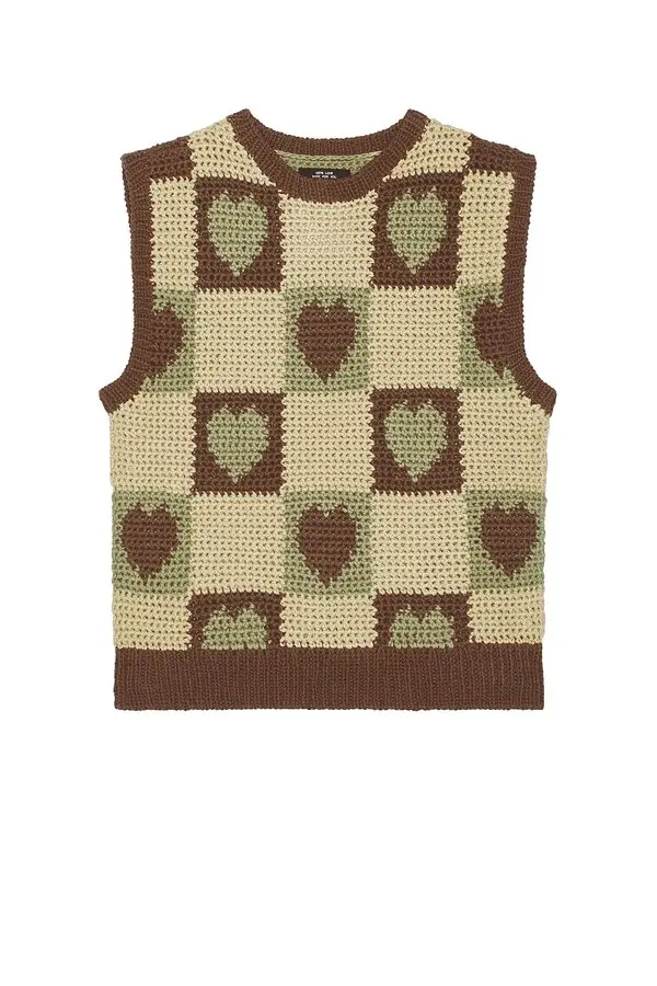 RICE NINE TEN Crochet Knit Heart Vest