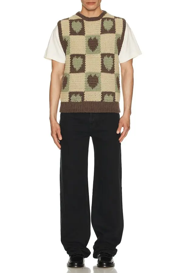 RICE NINE TEN Crochet Knit Heart Vest