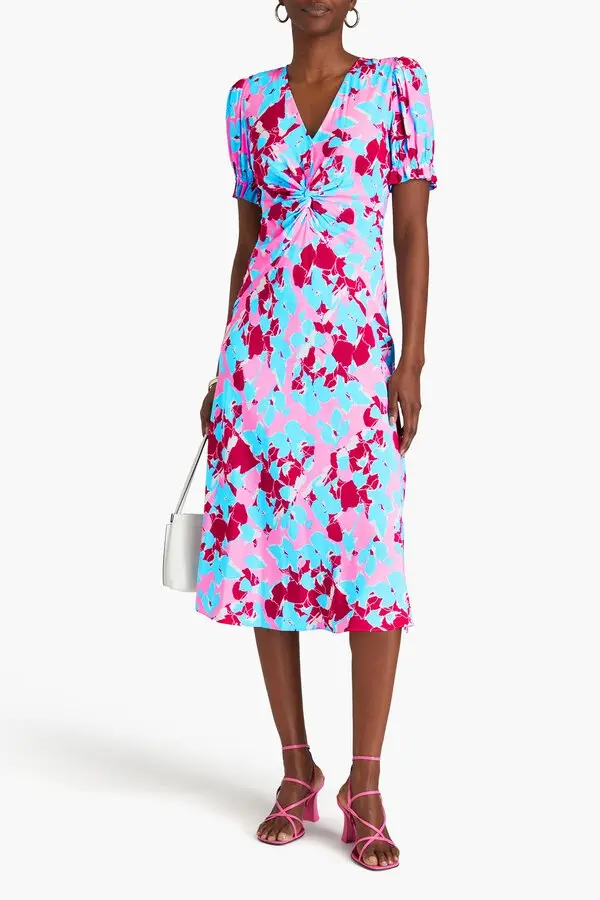 Diane Von Furstenberg Anaba Floral-print Crepe De Chine Midi Dress - Multicolor