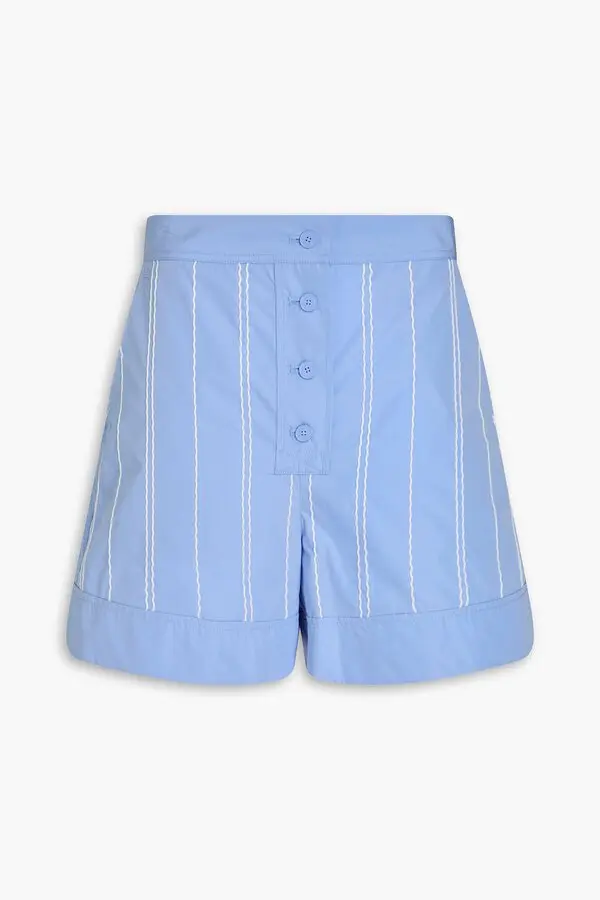 3.1 Phillip Lim Striped Embroidered Cotton-blend Shorts - Light Blue