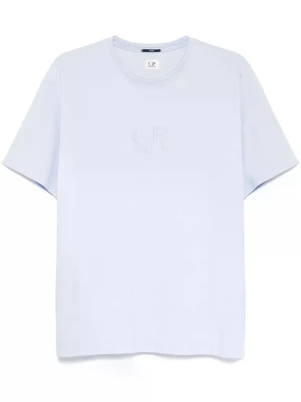 C.P. COMPANY Logo-embroidered Piqué T-shirt - Blue