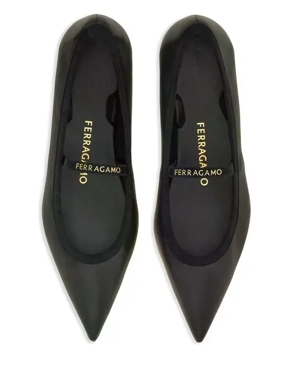 FERRAGAMO Leather Ballerina Flats - Black