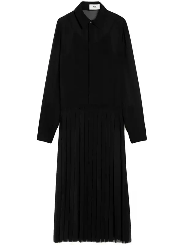 AMI Paris Pleated Maxi Dress