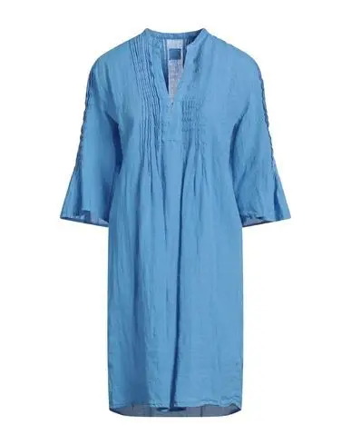 120% Lino Mini Linen Shirt Dress - Blue