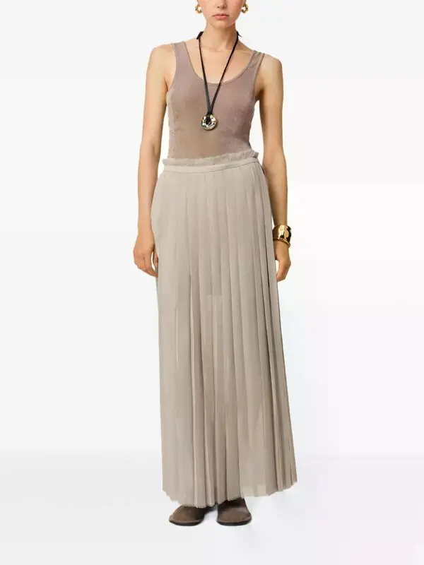 AMI Paris Pleated Long Skirt - Neutrals