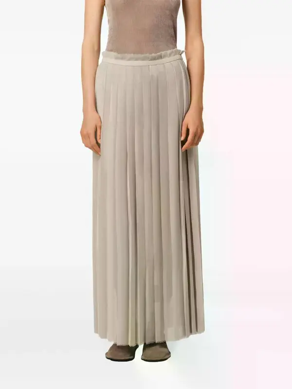 AMI Paris Pleated Long Skirt - Neutrals