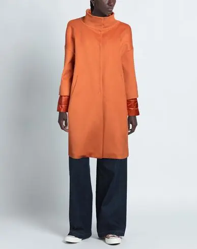 Herno Single-breasted Virgin Wool Coat - Orange