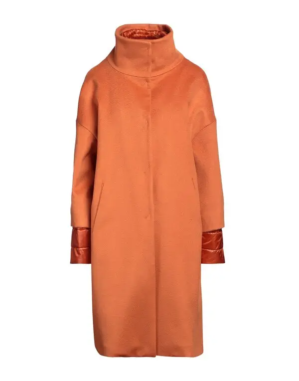 Herno Single-breasted Virgin Wool Coat - Orange