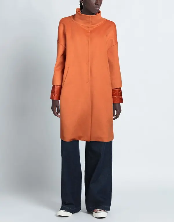 Herno Single-breasted Virgin Wool Coat - Orange