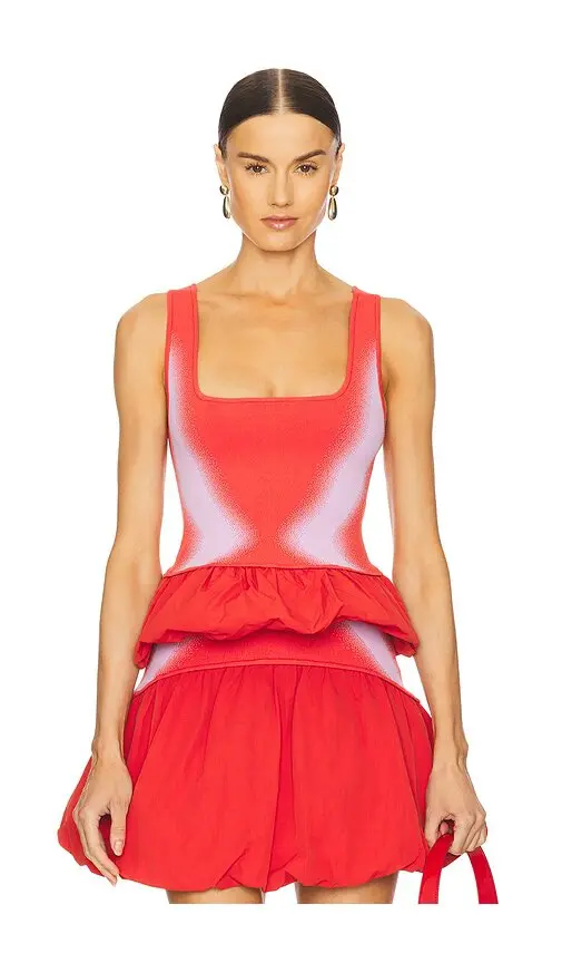 Ph5 Sleeveless Square Neck Top With Bubble Hem