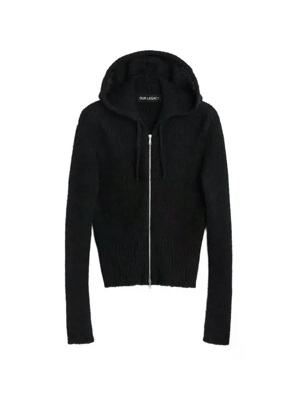 Our Legacy Fine-knit Zip-up Hoodie - Black Fuzzy Alpaca
