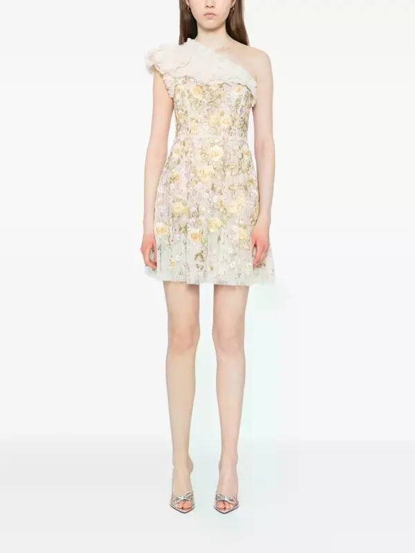 NEEDLE & THREAD Florine One-shoulder Mini Dress