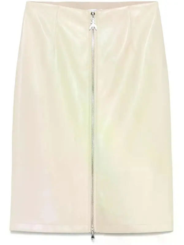 Patrizia Pepe Faux-leather Midi Skirt - Neutrals
