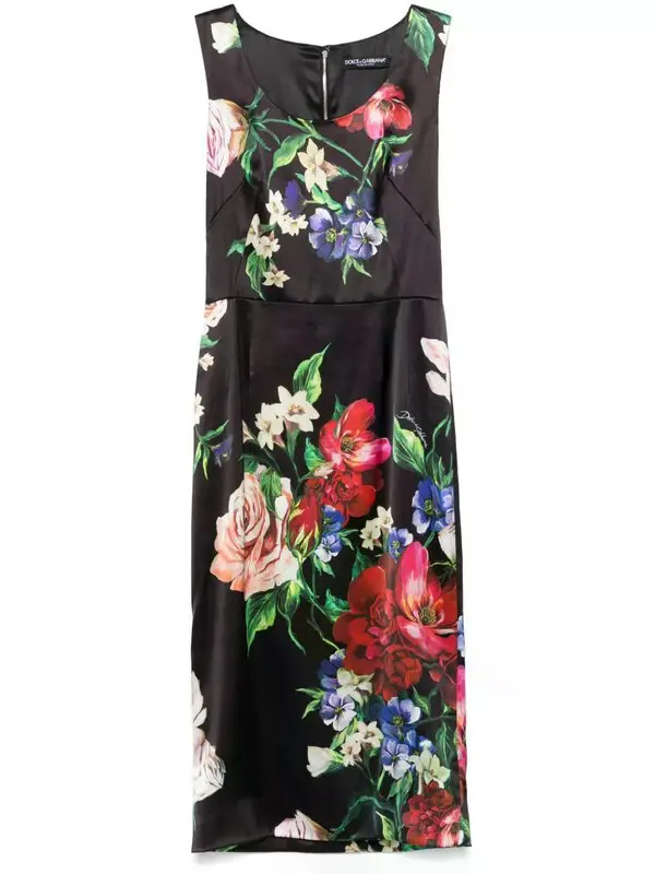 Dolce & Gabbana Floral-print Satin Midi Dress