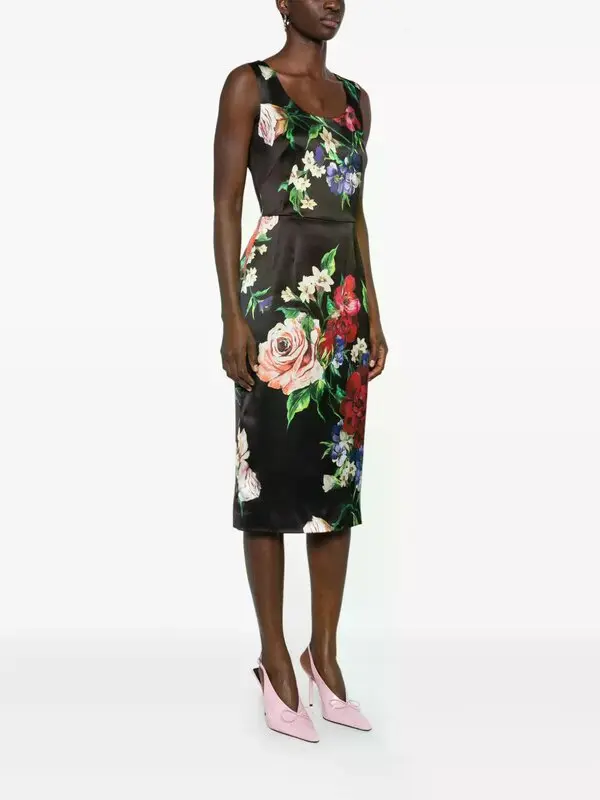 Dolce & Gabbana Floral-print Satin Midi Dress