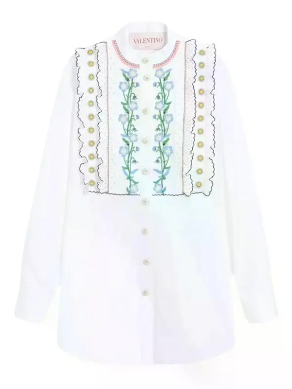 Valentino Garavani Embroidered Cotton Shirt - White