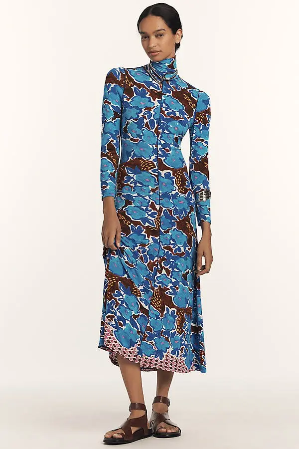 Hunter Bell Long Sleeve Slim Turtleneck Midi Dress In Blue - 73% Off |  Editorialist