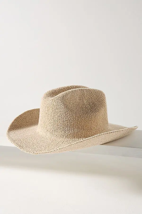 Anthropologie Nubby Cowboy Rancher Hat - Tan