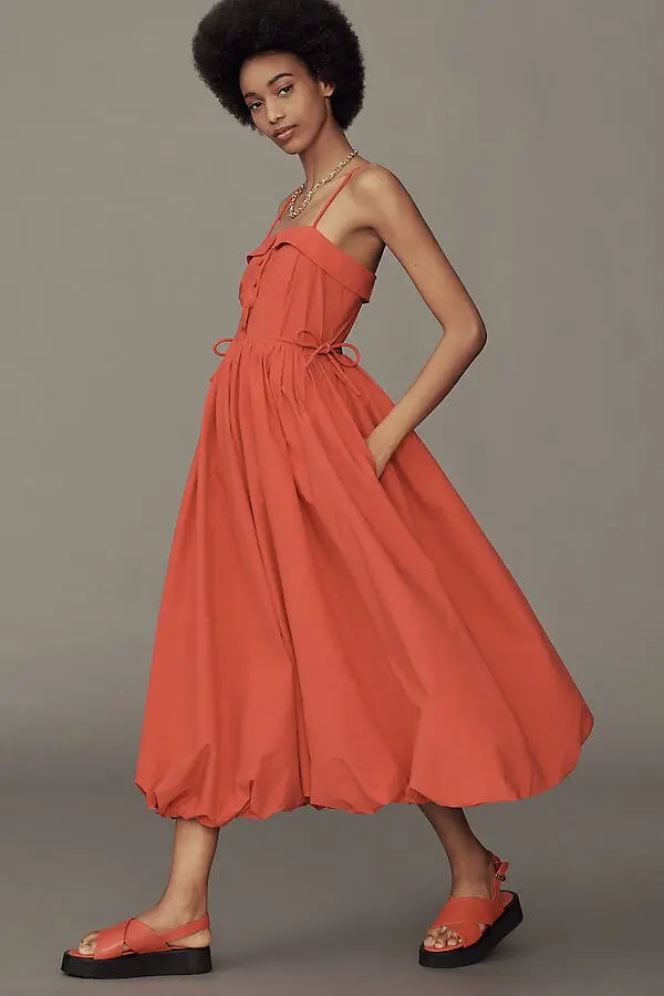 Hunter Bell Sleeveless Square-Neck Bubble Midi Dress In Red - 46% Off |  Editorialist