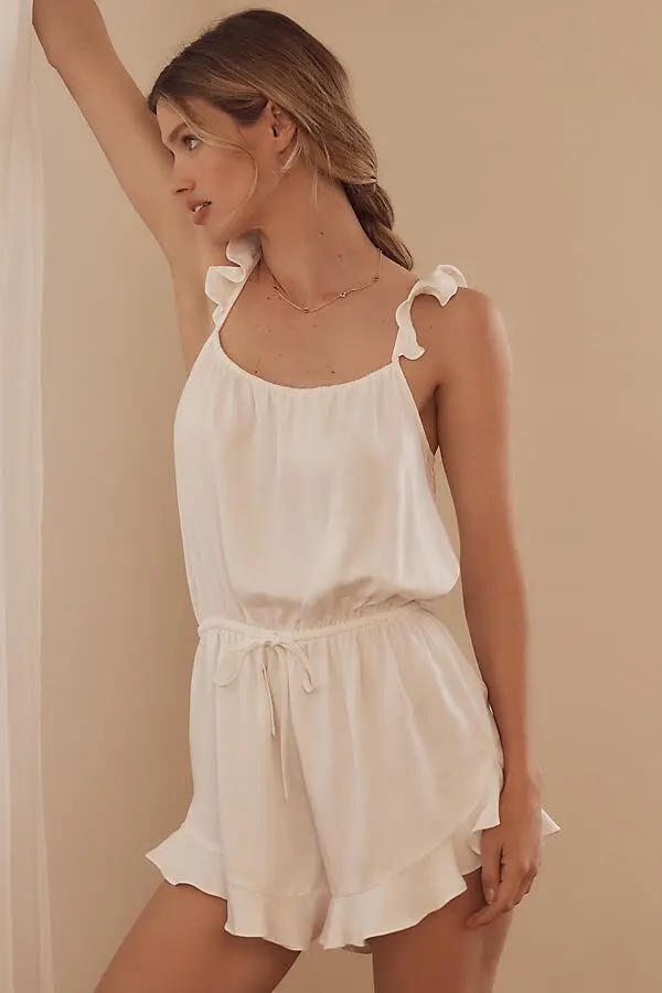 HALF ASLEEP Ruffle Romper - White