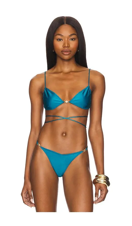 SOMMER SWIM Ella Bikini Top - Blue Fondale