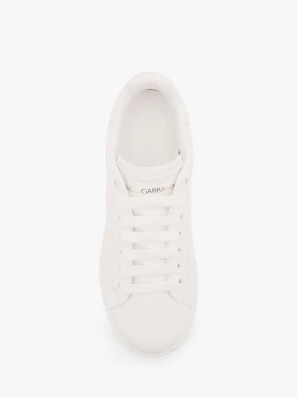 Dolce & Gabbana Portofino Low-top Leather Sneakers With Dg Monogram - White