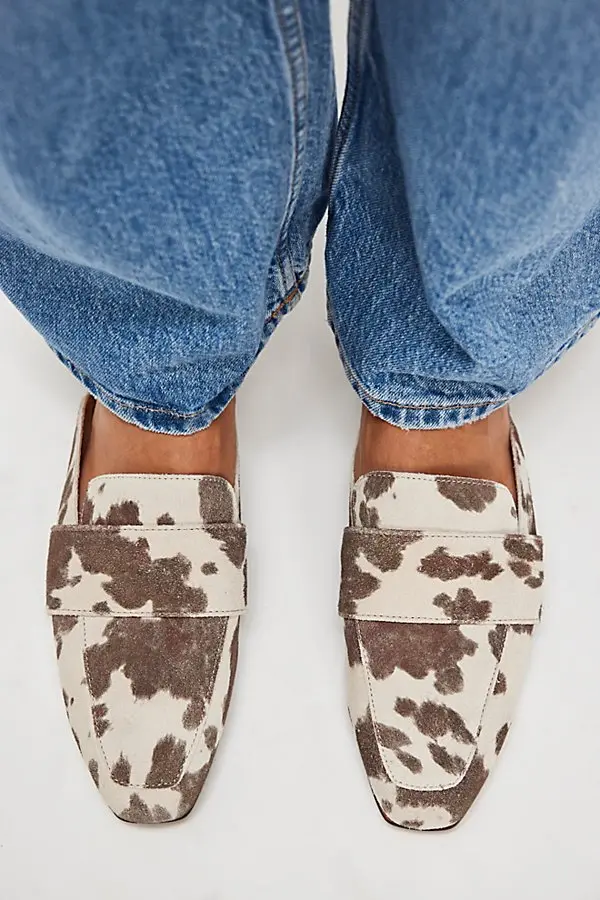 Free People At Ease Embossed Loafers - Cow Print Suede