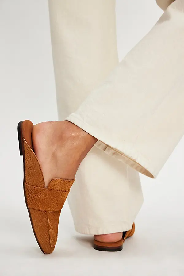 Free People At Ease Embossed Loafers - Tan Suede