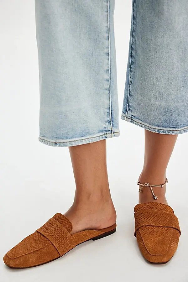 Free People At Ease Embossed Loafers - Tan Suede