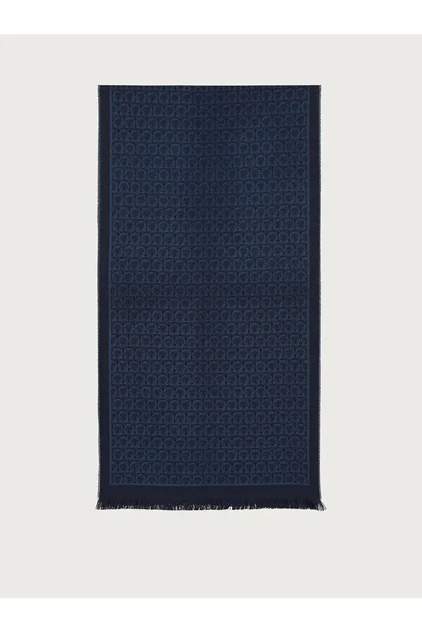 FERRAGAMO Gancini Scarf - Navy