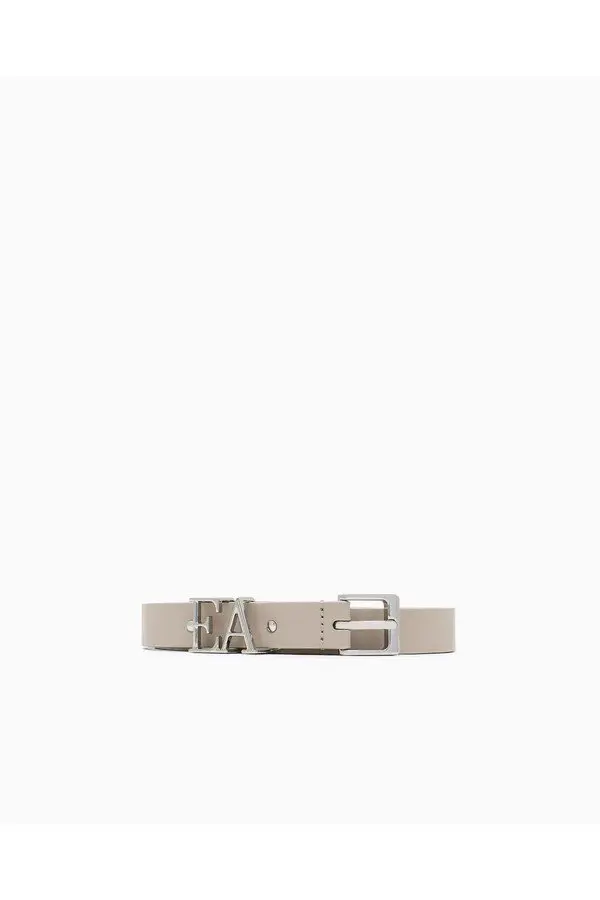 Emporio Armani Smooth Leather Belt With Moulded Ea Buckle - Natural