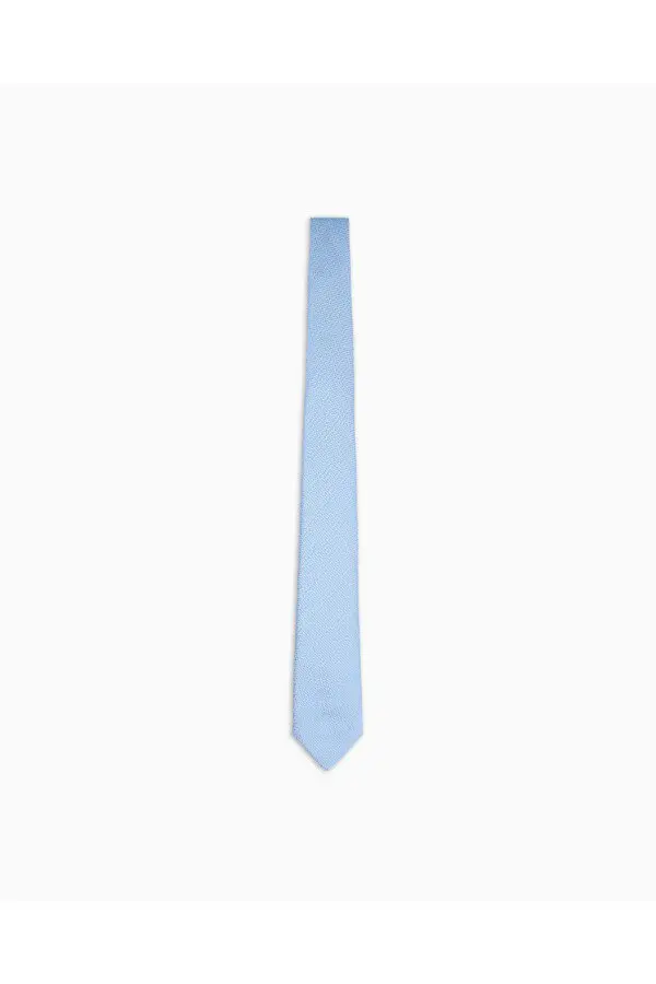 Emporio Armani Pure Silk Micro-textured Neck Tie - Blue