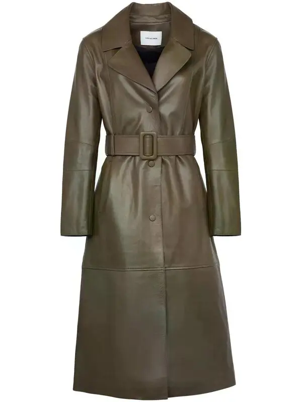 YVES SALOMON Leather Trench Coat - Green