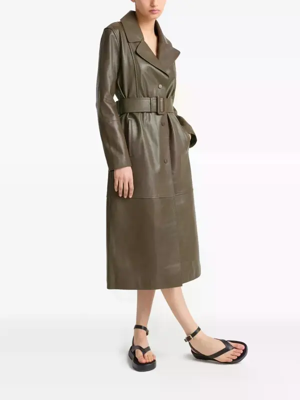 YVES SALOMON Leather Trench Coat - Green