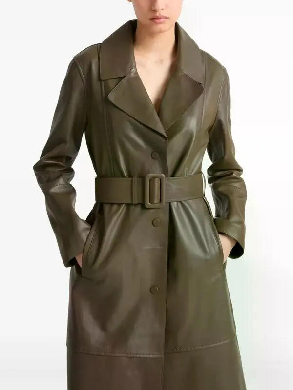 YVES SALOMON Leather Trench Coat - Green
