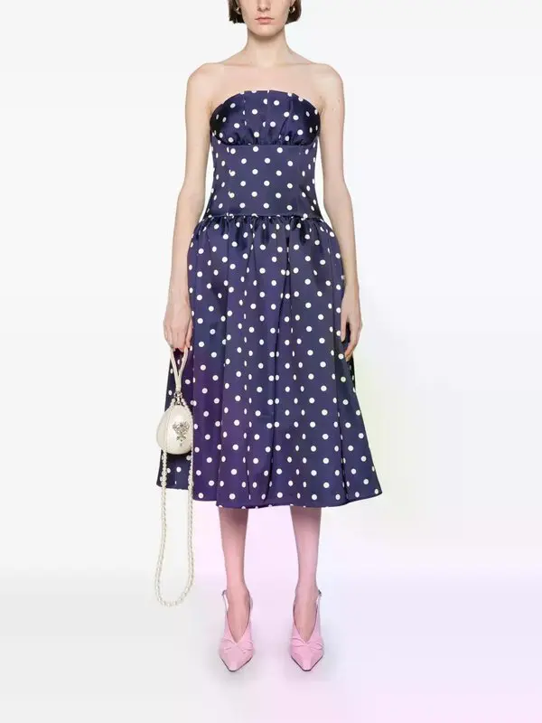 chinese dress ladies Self-Portrait - Cream Polka Dot Taffeta Midi Dress main image 0