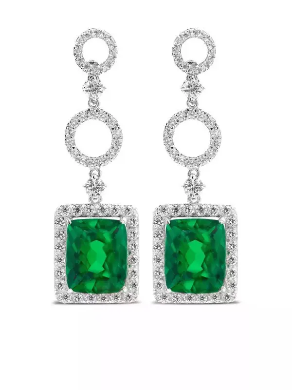 JUWELINA PARIS Sterling Emerald Earrings - Silver