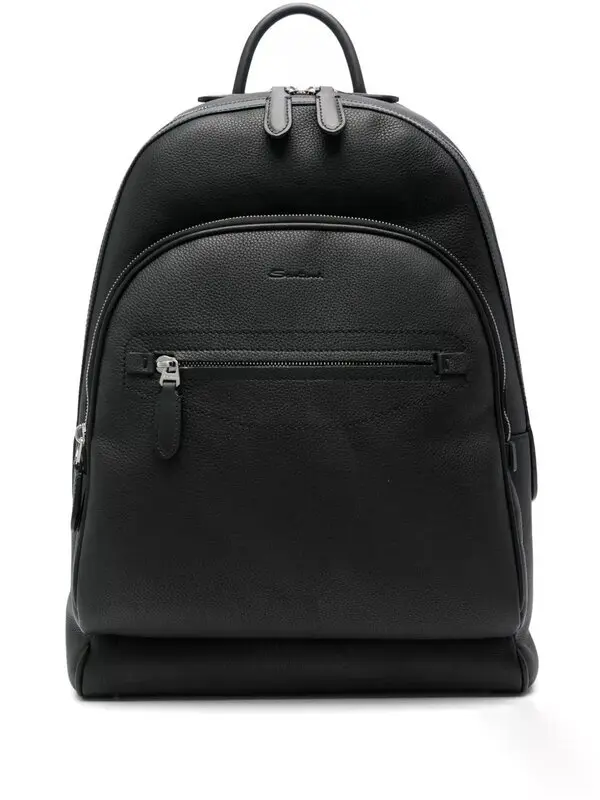 Santoni Leather Backpack - Black