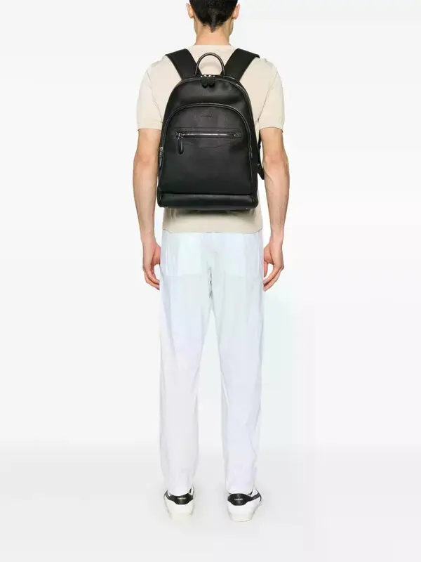 Santoni Leather Backpack - Black