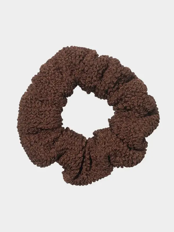 Hunza G Crinkle Scrunchie - Metallic Chocolate