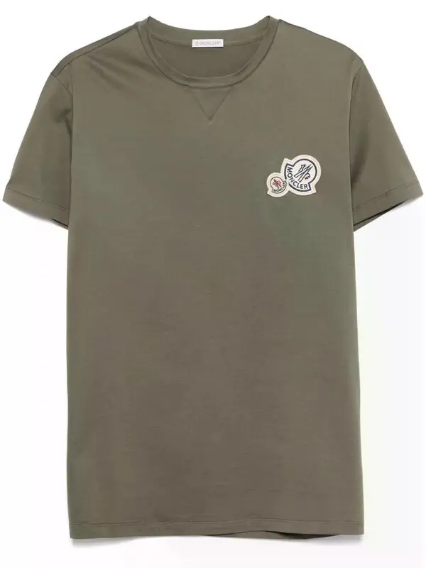 Moncler Double-logo-patch Cotton T-shirt - Green