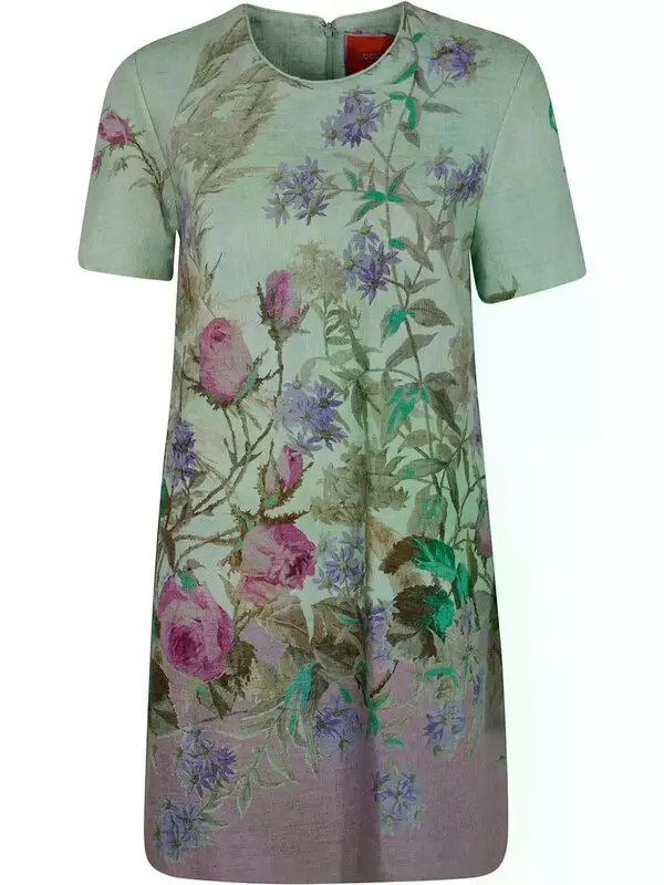 La DoubleJ Floral-print Mini Dress - Green