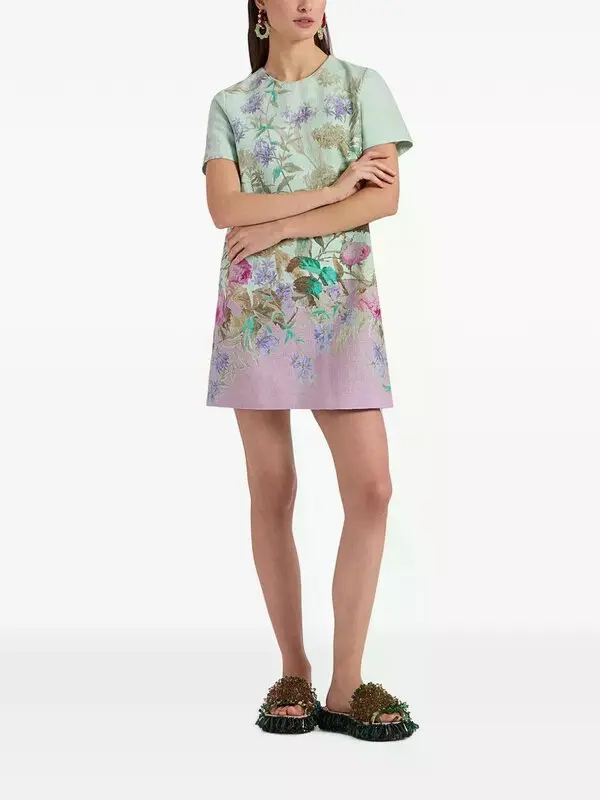 La DoubleJ Floral-print Mini Dress - Green