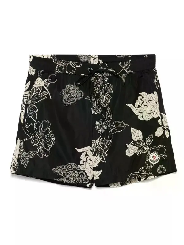 Moncler Floral-print Swim Shorts - Black