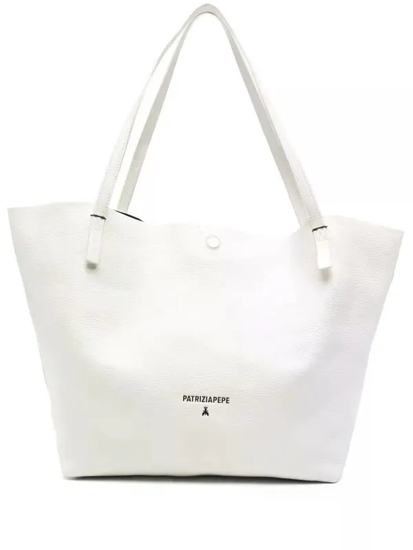 Patrizia Pepe Hammered-leather Tote Bag - White